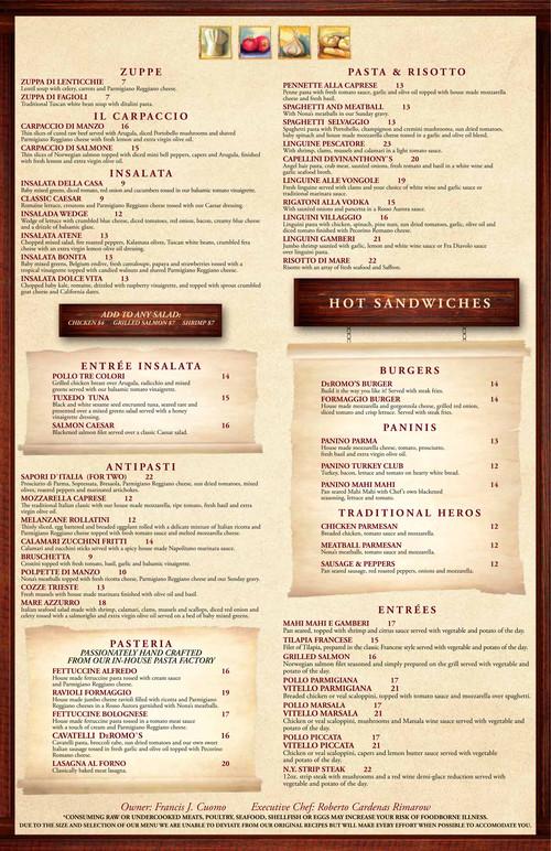 DeRomo's Restaurant menu in Bonita Springs, Florida, USA
