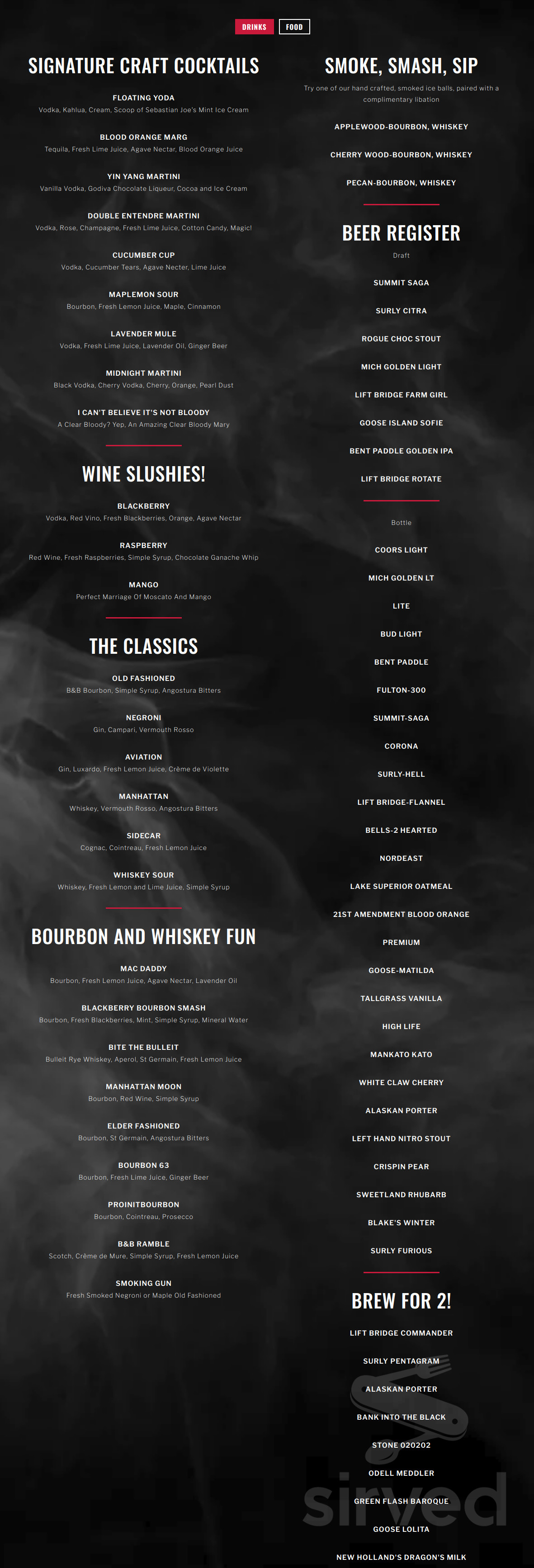 Brick & Bourbon Eden Prairie menus in Eden Prairie, Minnesota, United ...