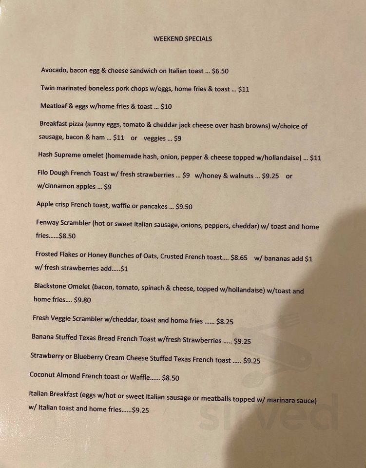 Menu for Lou Roc's Diner in Worcester, MA | Sirved