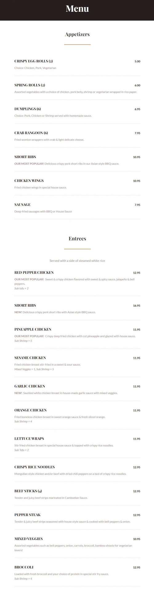 RED PEPPER Lawton menu in Lawton, Oklahoma, USA