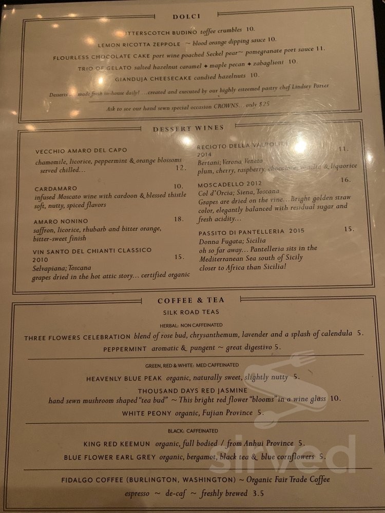 The Pink Door menu in Seattle, Washington, USA