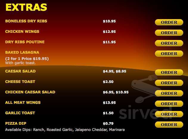 TJ's Pizza menus in Lloydminster, Alberta, Canada