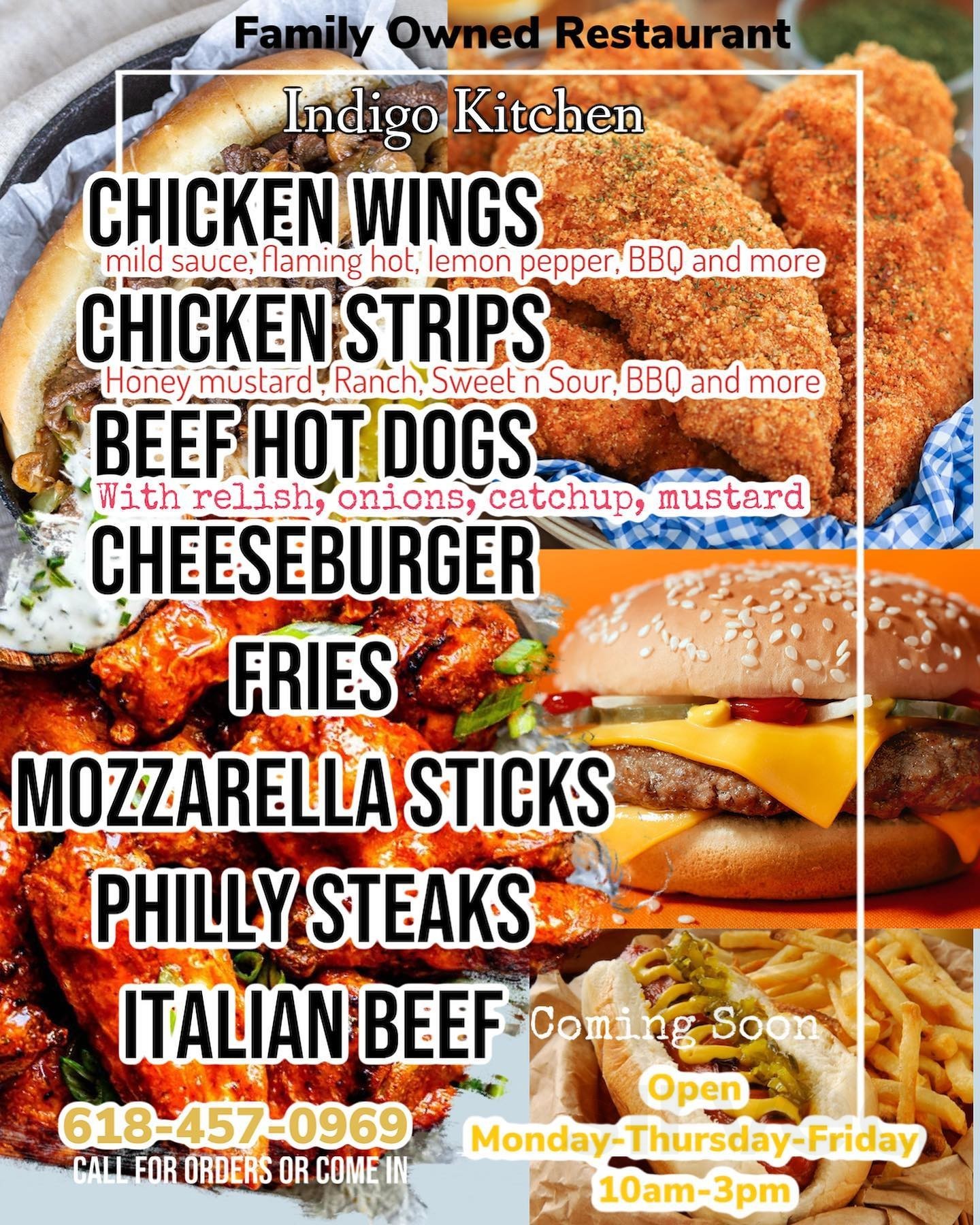 Indigo event space and lounge menu in Carbondale, Illinois, USA