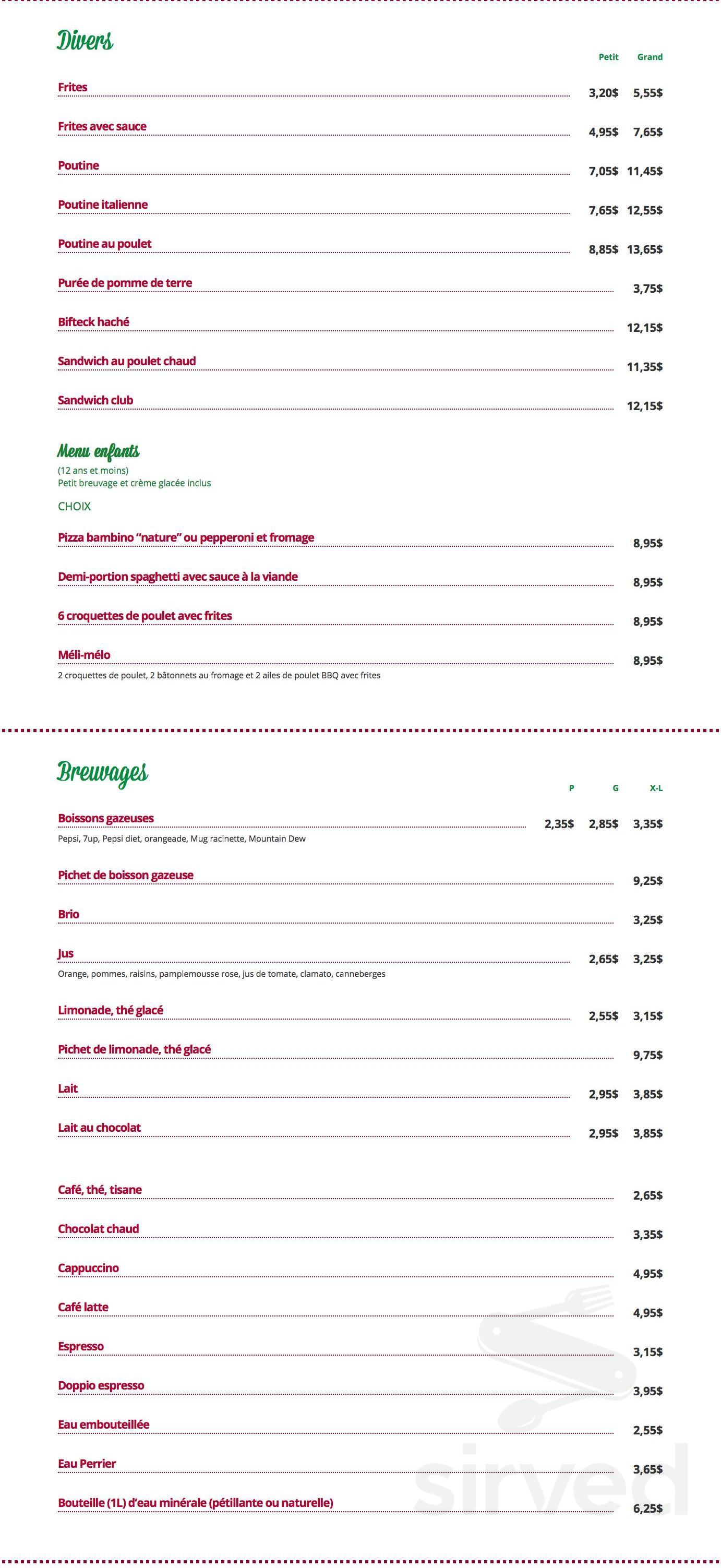Menu - Delson QC's Como Pizzeria | Sirved