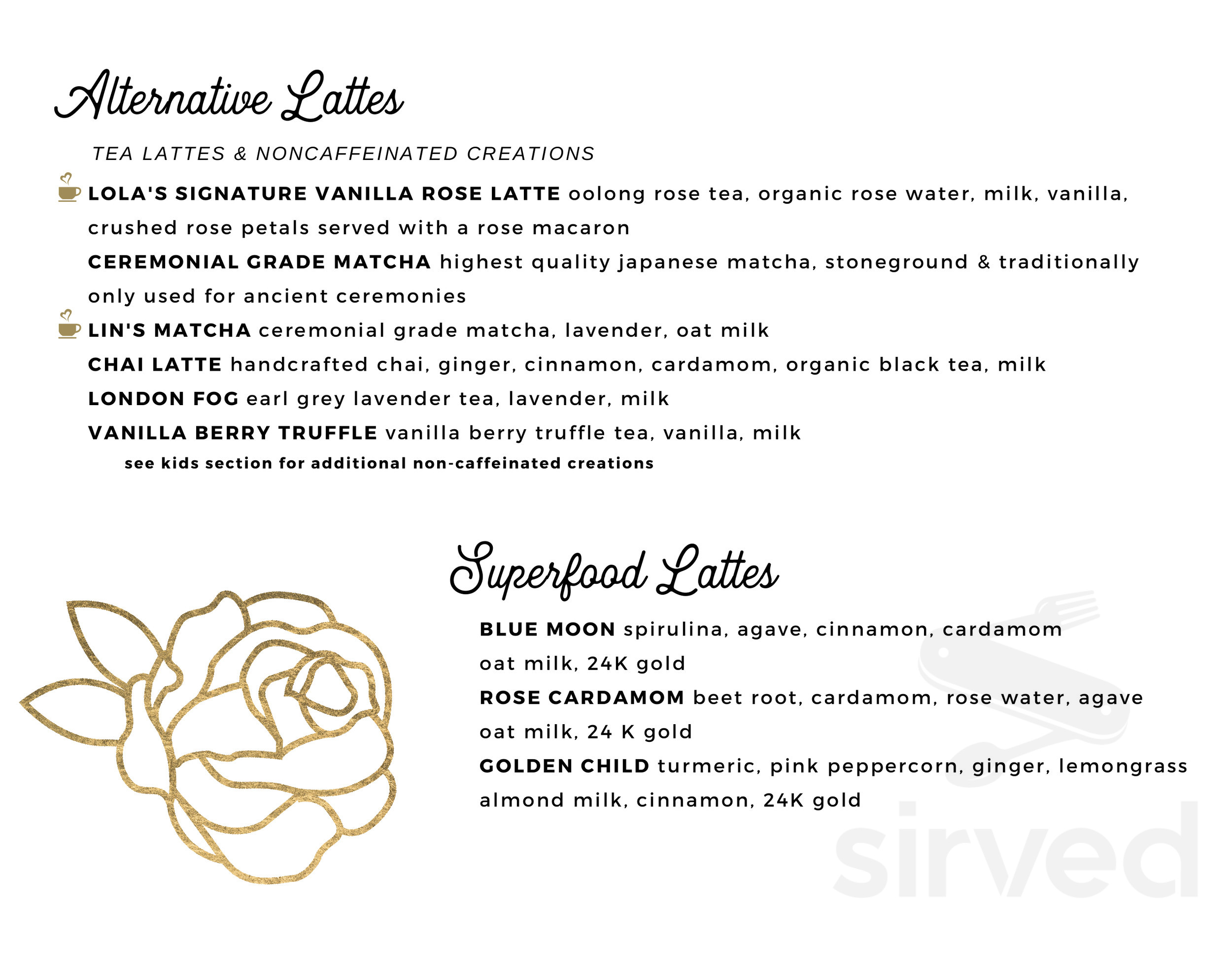 Café Lola menu in Las Vegas, Nevada, USA