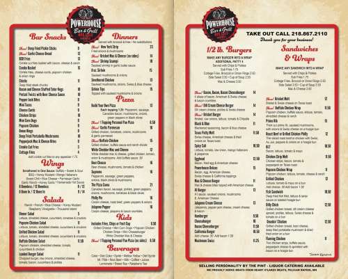 Rothsay Powerhouse Bar & Grill/Off Sale menu in Rothsay, Minnesota, USA