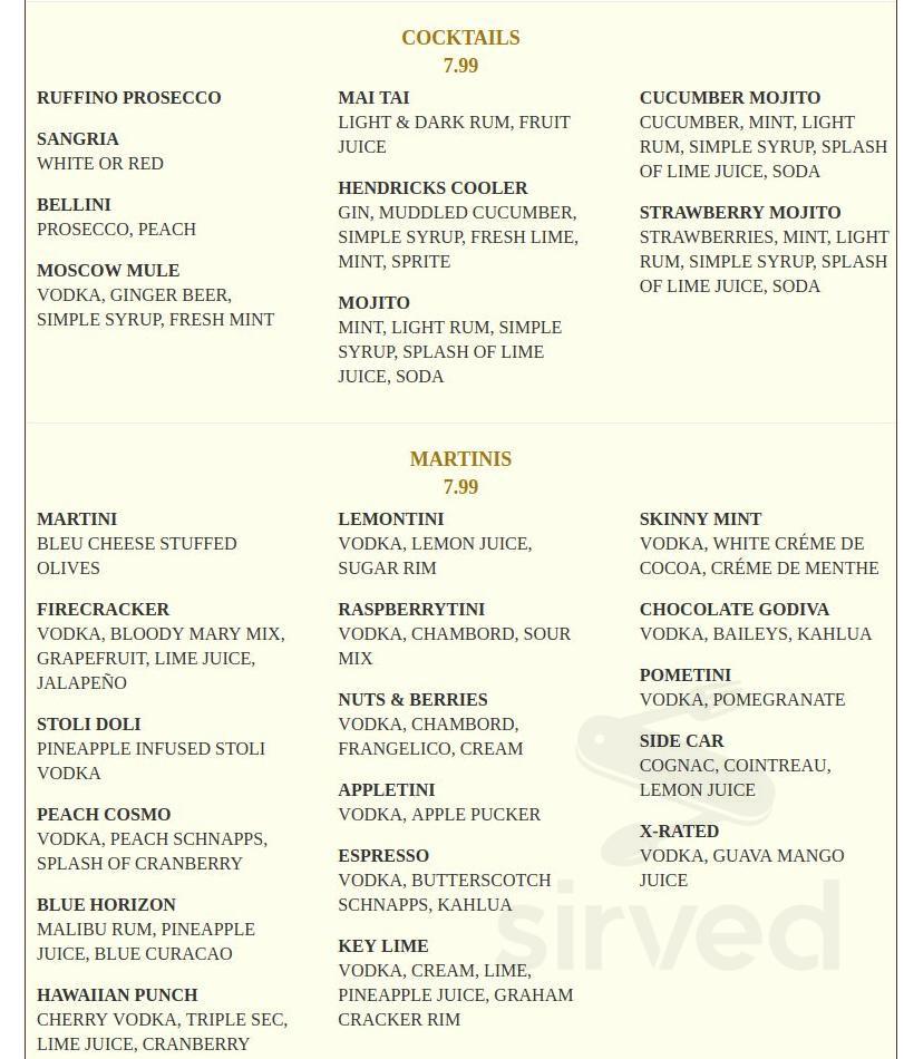 Cafe 422 menu in Warren, Ohio, USA