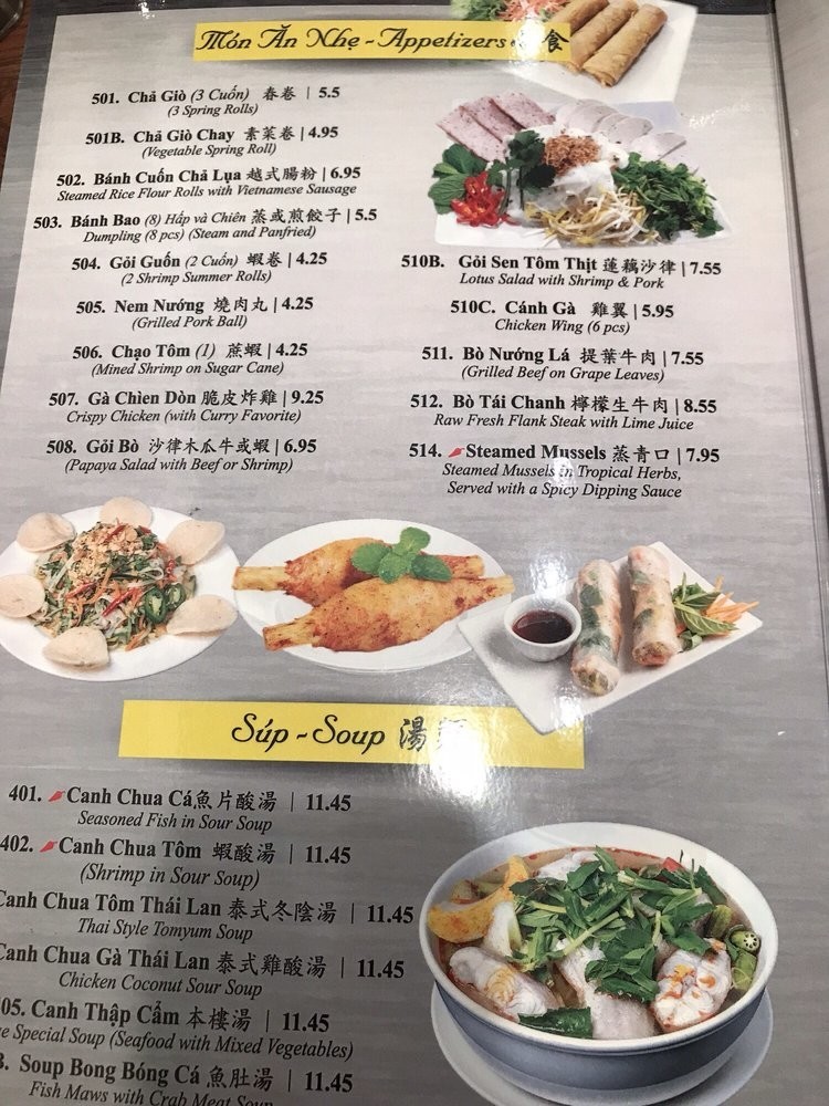 Menu - Philadelphia PA's Pho Xe Lua Viet Thai Restaurant | Sirved