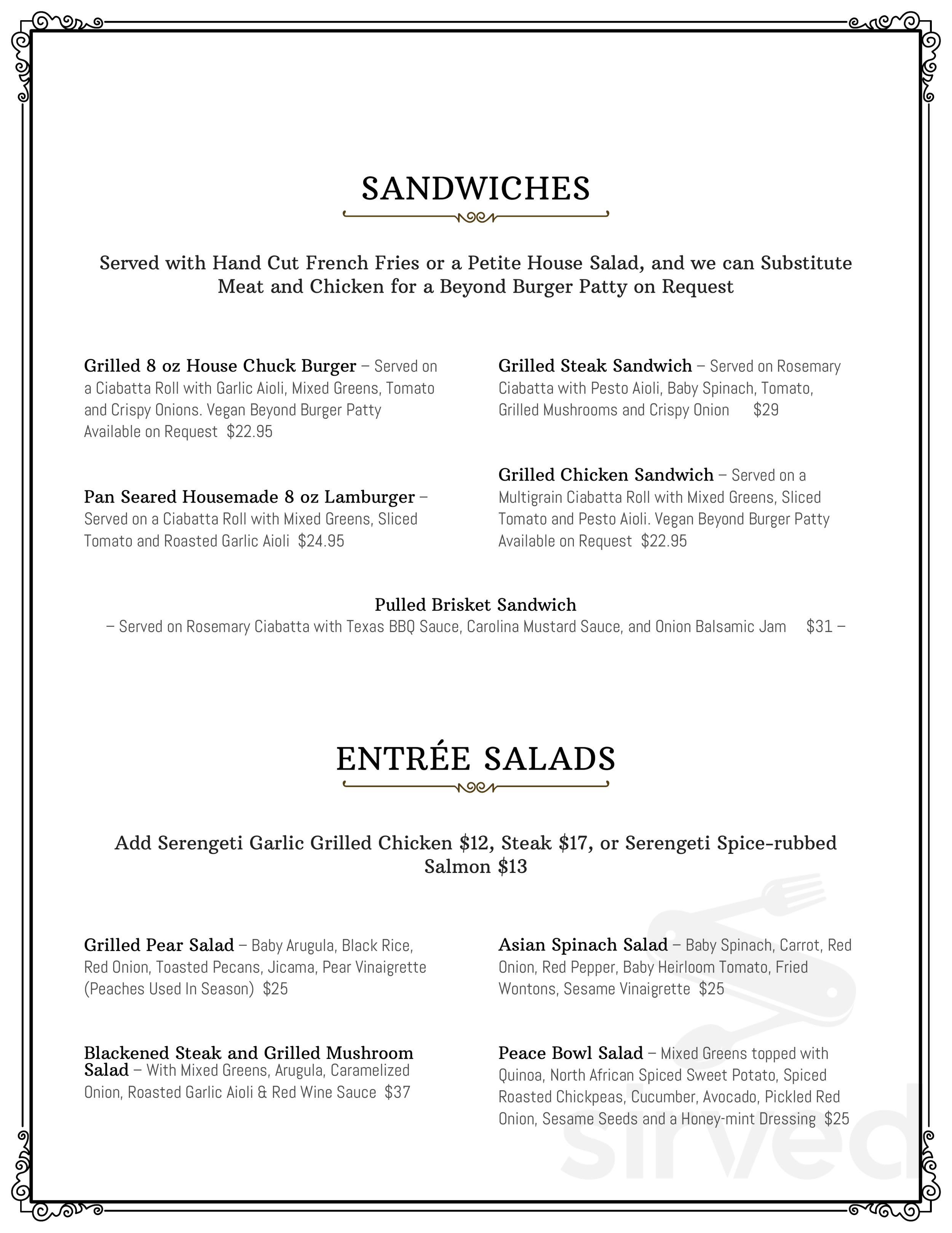 Menu - Baltimore MD's Serengeti Baltimore | Sirved