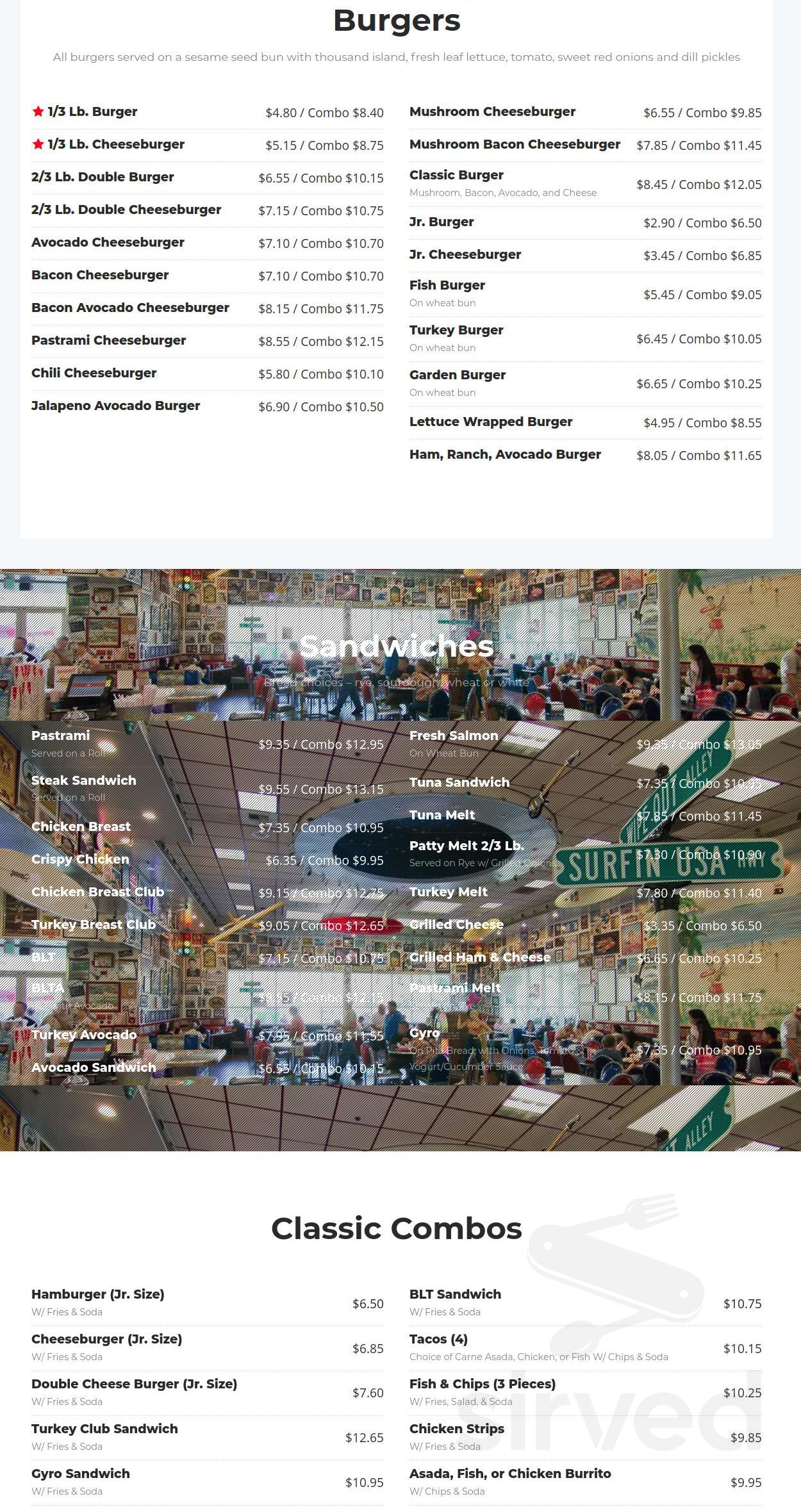 Legends Classic Diner menu in Glendora, California, USA