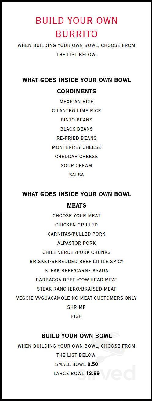 BAD AZZ BURRITO menu in Saginaw, Texas, USA