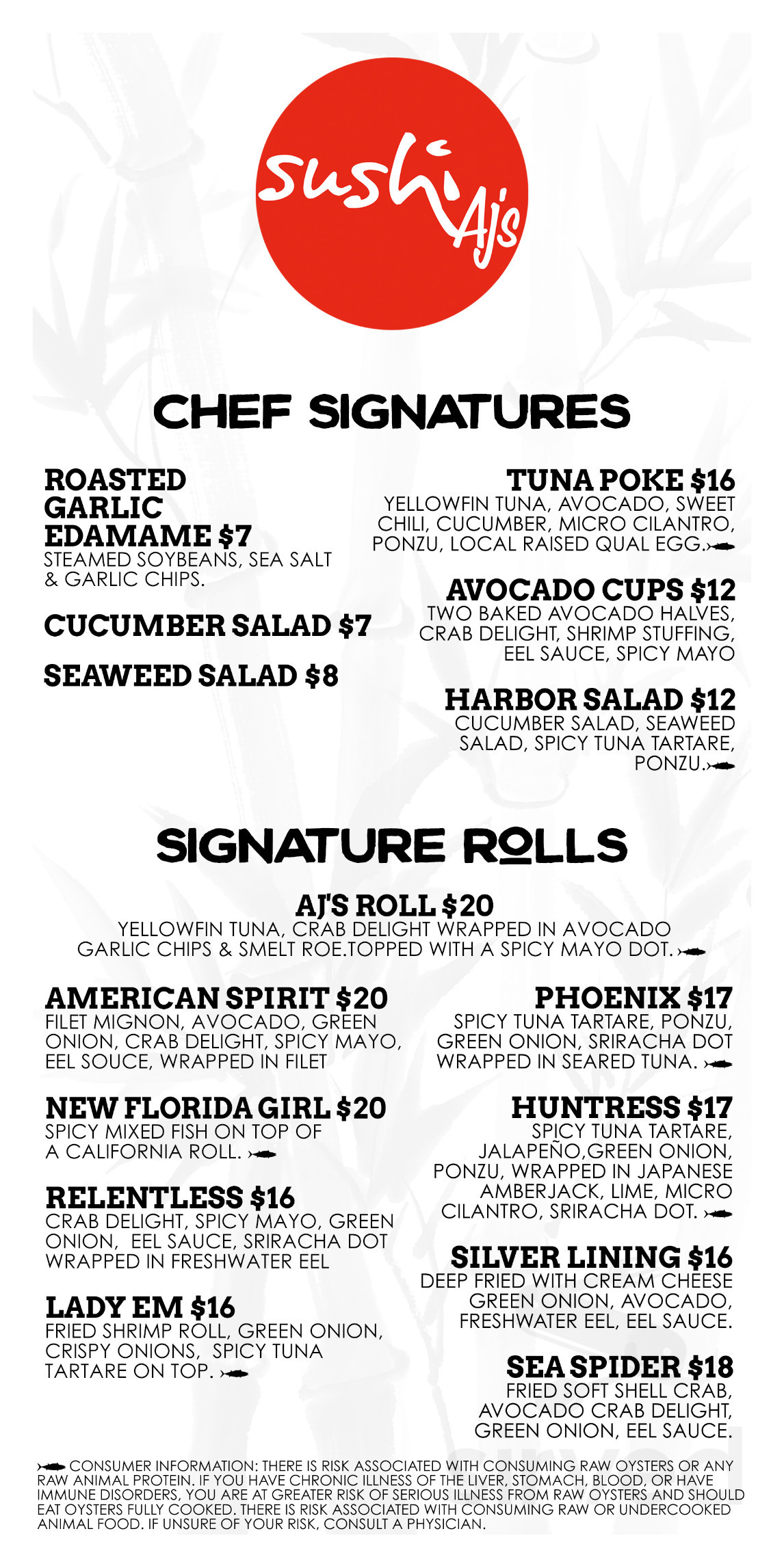 Menu - Destin FL's AJ’s Seafood & Oyster Bar | Sirved