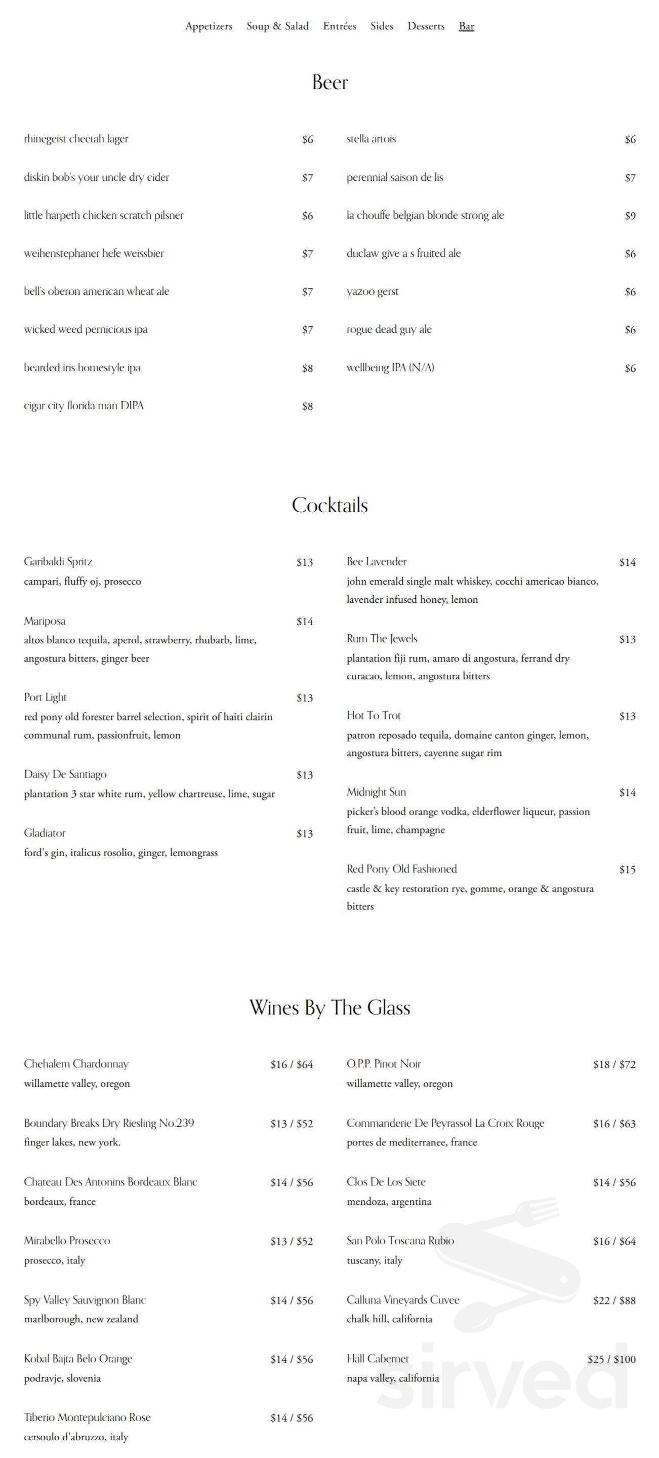 Red Pony menu in Franklin, Tennessee, USA