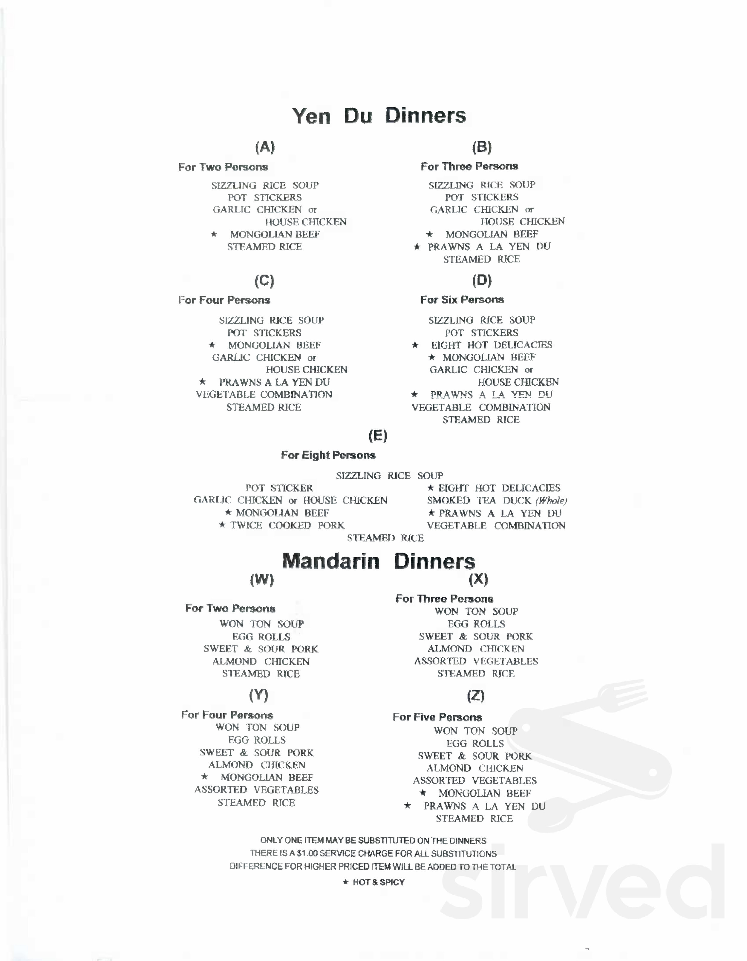 Yen Du Restaurant menus in Stockton, California, United States
