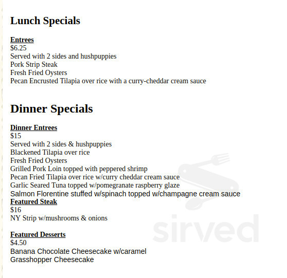 Lobscouser Restaurant menu in Portsmouth, Virginia, USA