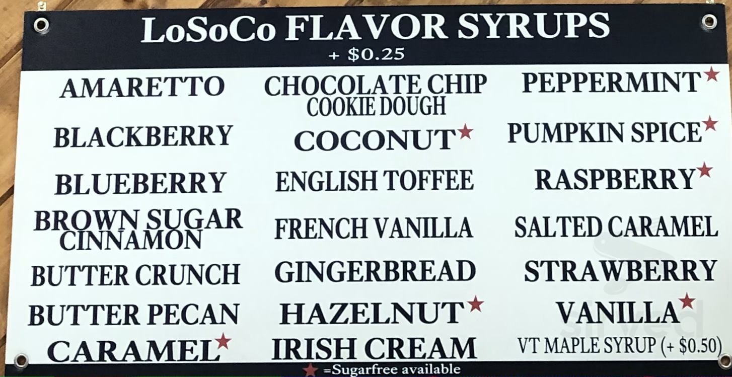 Menu for Locally Social Coffee in St Johnsbury, Vermont, United States