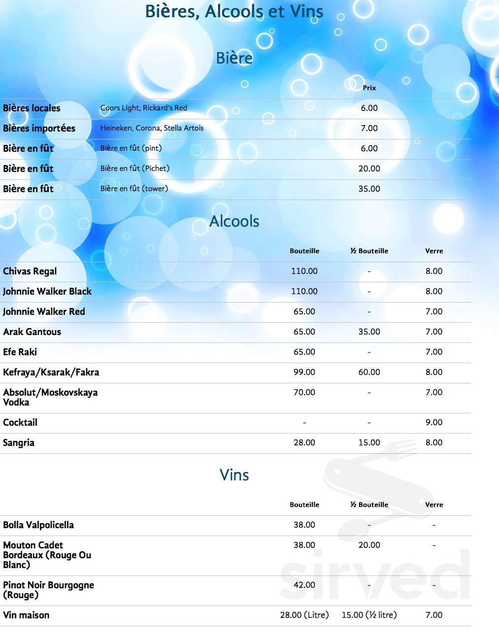 Menu - Laval QC's Chef Kebab | Sirved