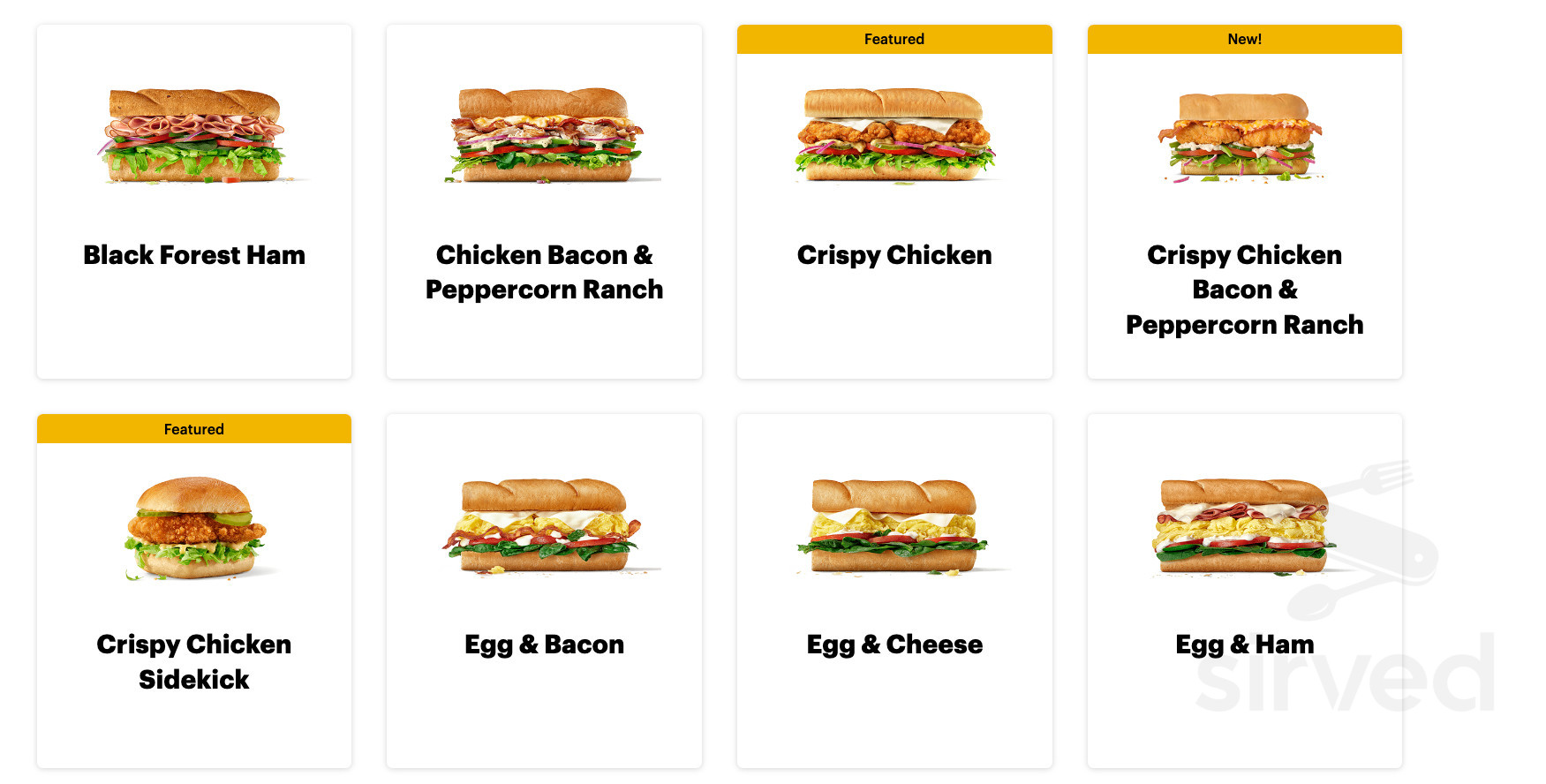 Menu - Charlottetown PE's Subway | Sirved