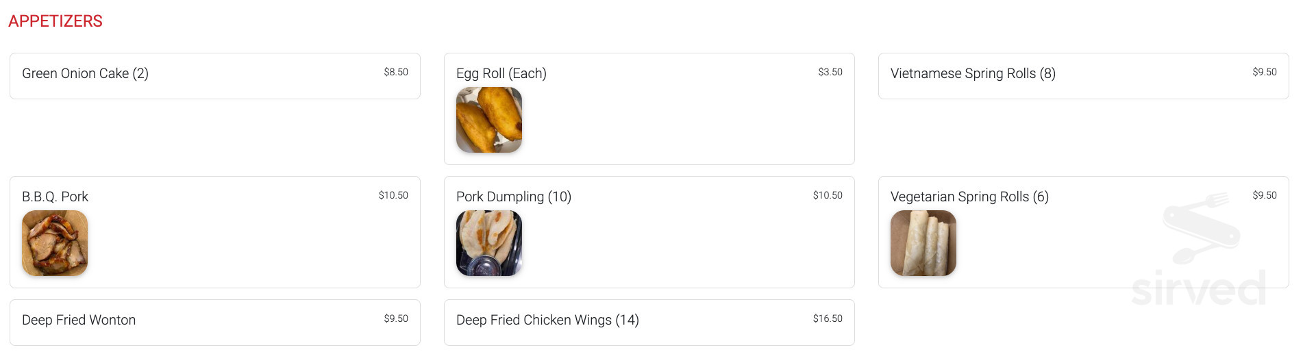 Rice To Go Chinese Restaurant menu in Edmonton, Alberta, Canada