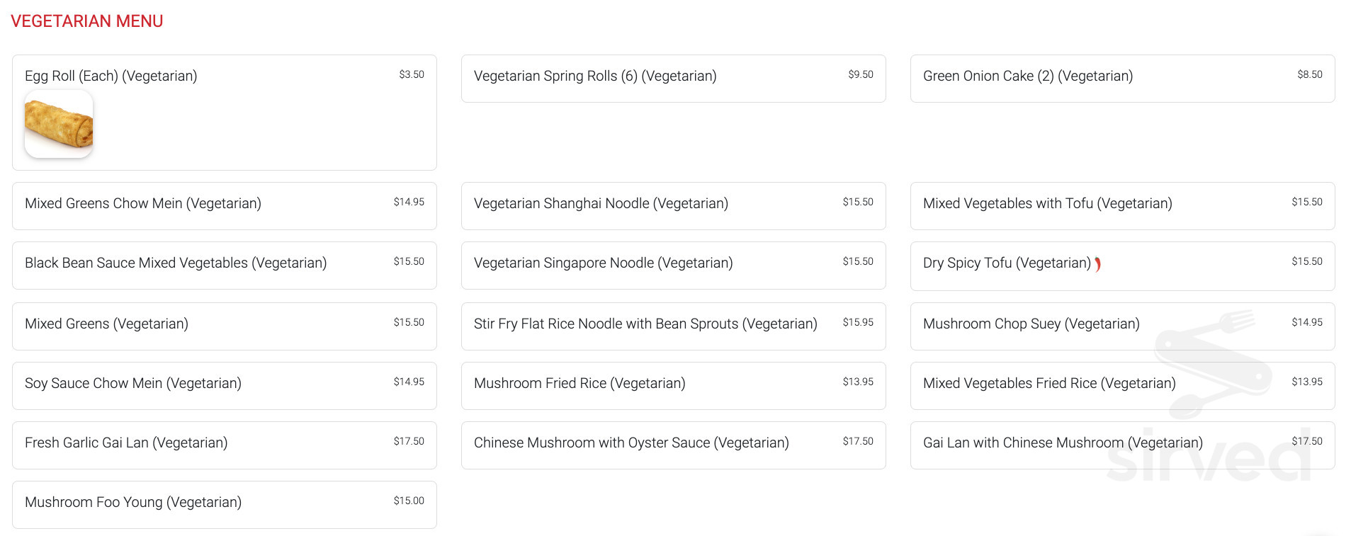 Rice To Go Chinese Restaurant menu in Edmonton, Alberta, Canada