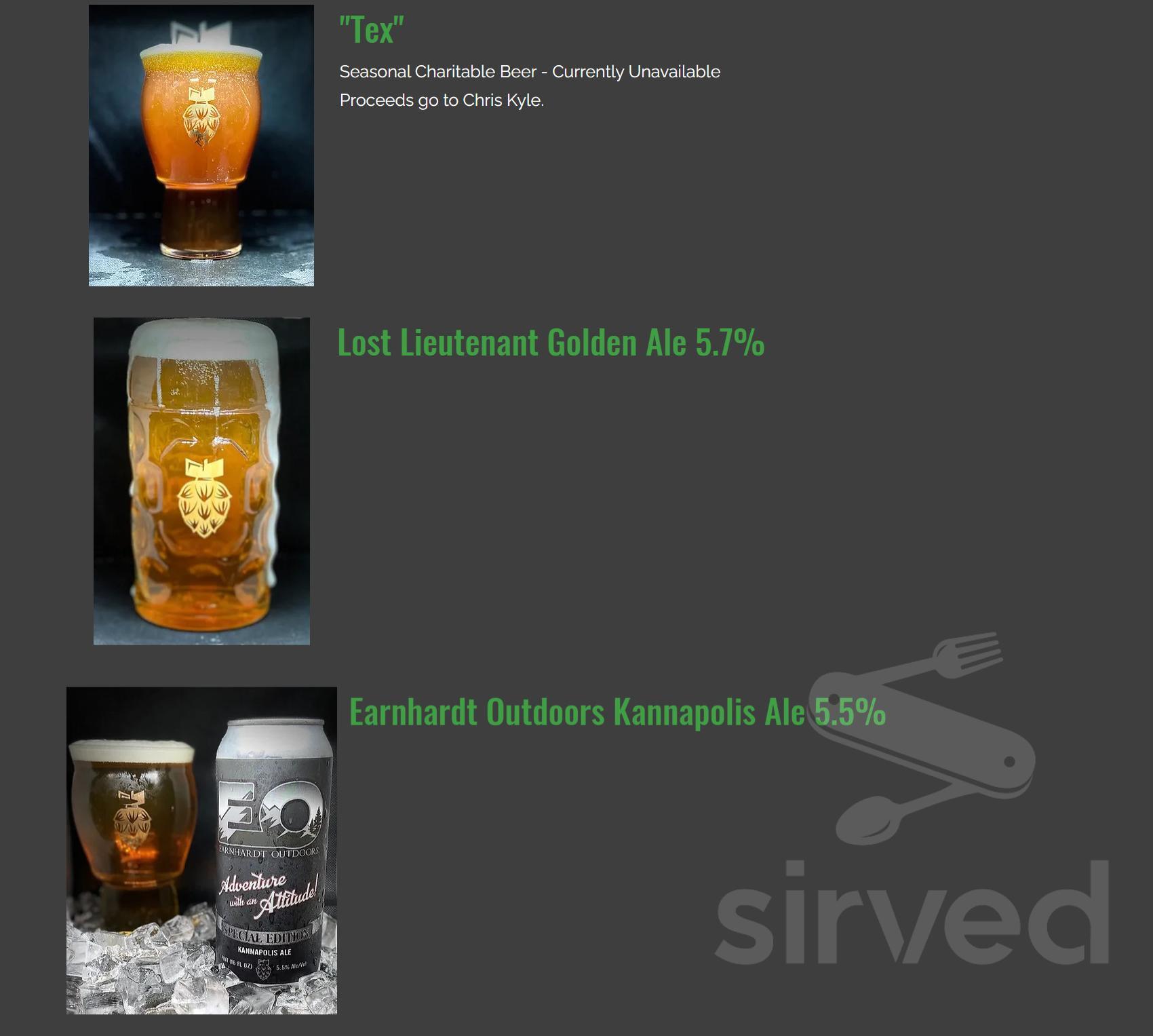 Old Armor Beer Company menu in Kannapolis, North Carolina, USA