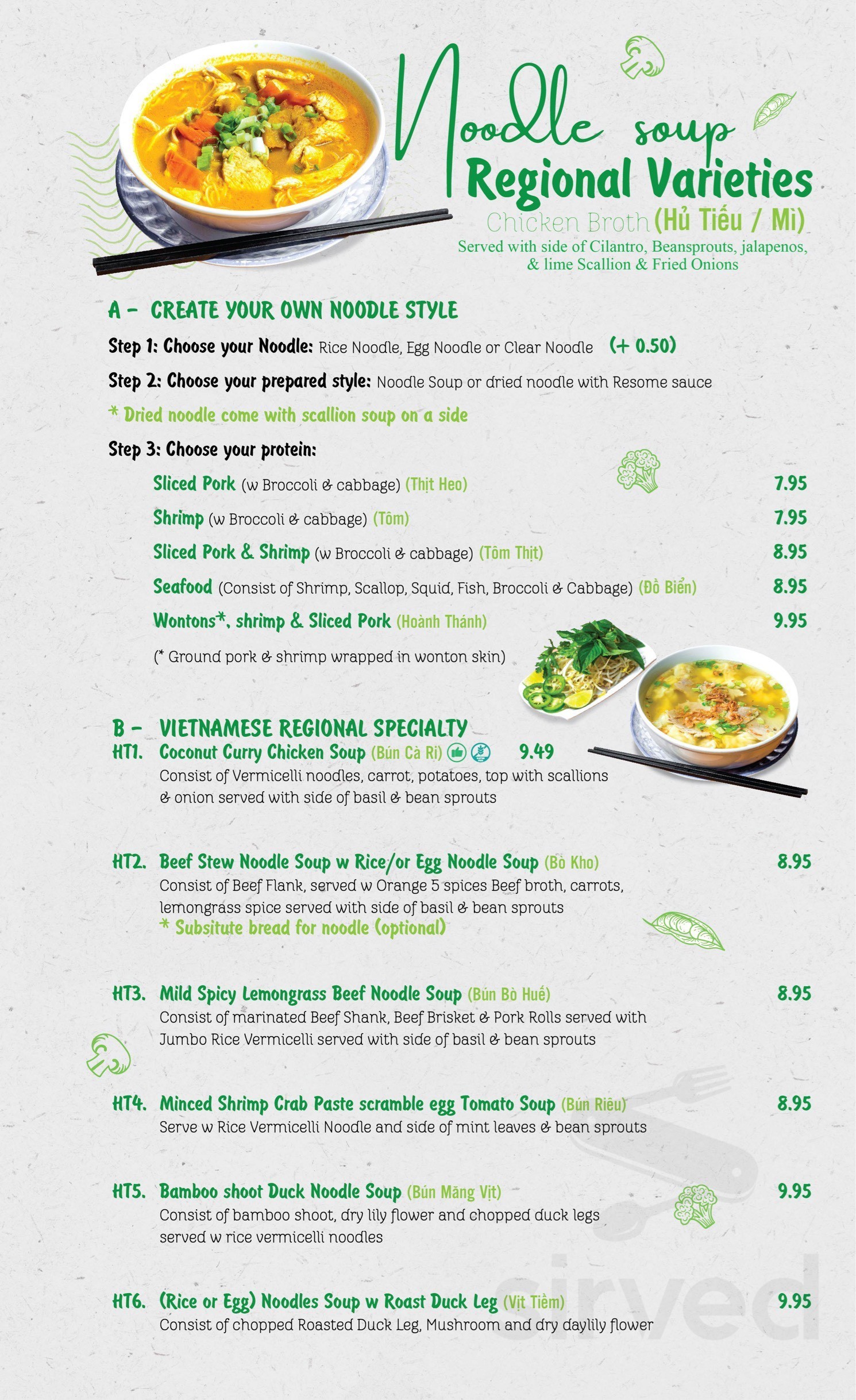 Menu - Pinellas Park FL's Pho Quyen Vietnamese Restaurant | Sirved