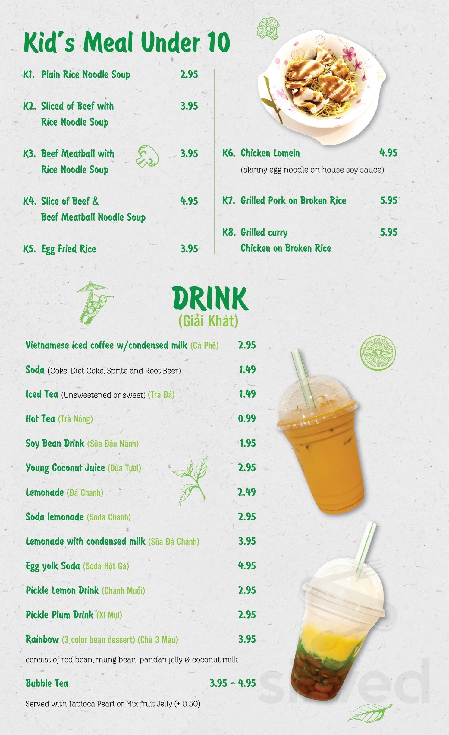 Menu - Pinellas Park FL's Pho Quyen Vietnamese Restaurant | Sirved
