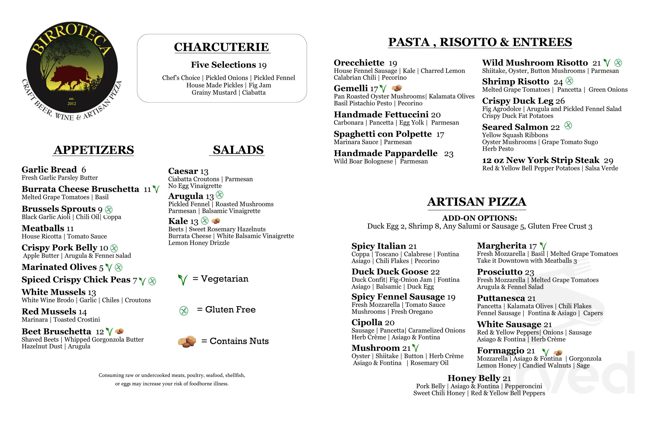 Birroteca Baltimore menu in Baltimore, Maryland, USA