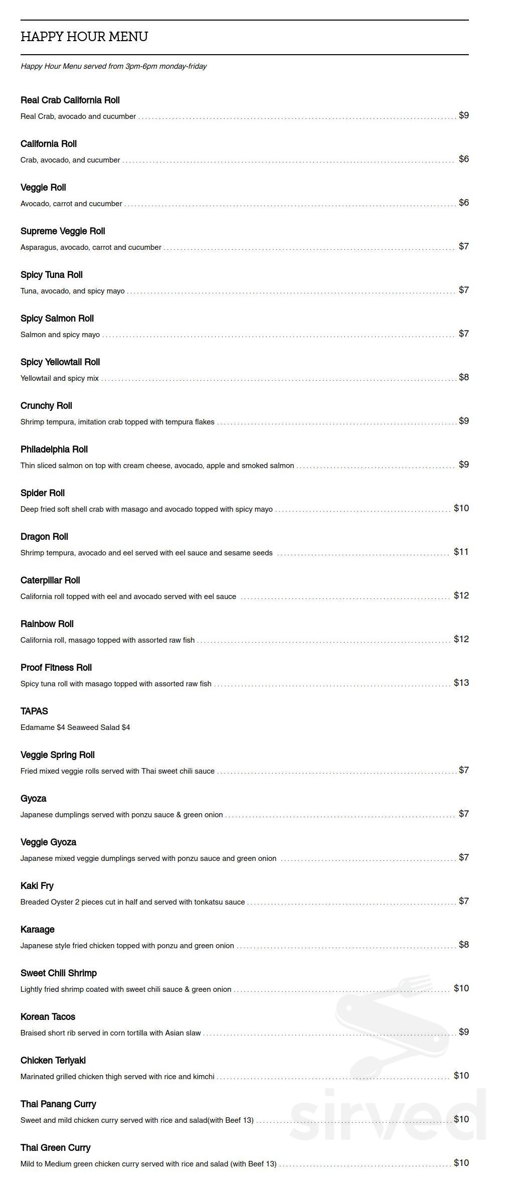 Buddha Lounge menus in Lexington, Kentucky, United States