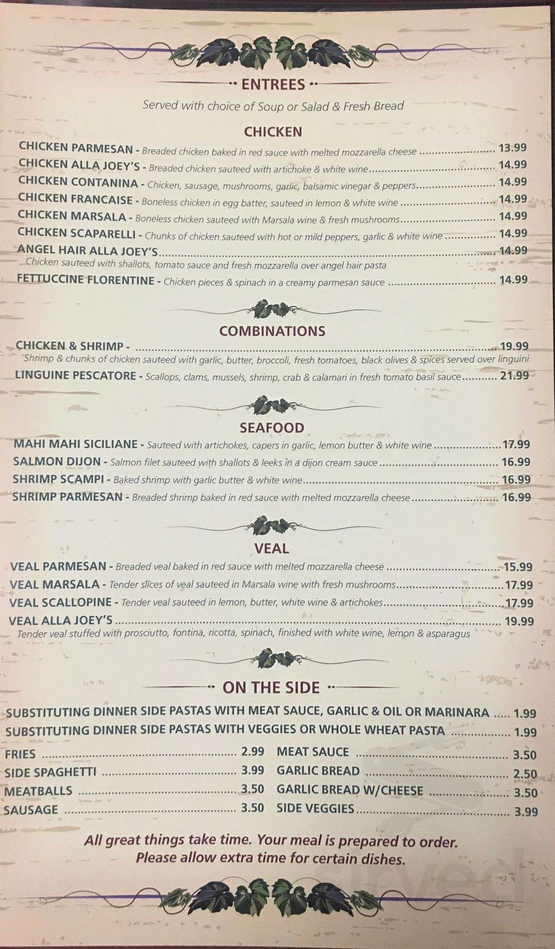 Little Joey's Italian Restaurant menus in Summerfield, Florida, United ...