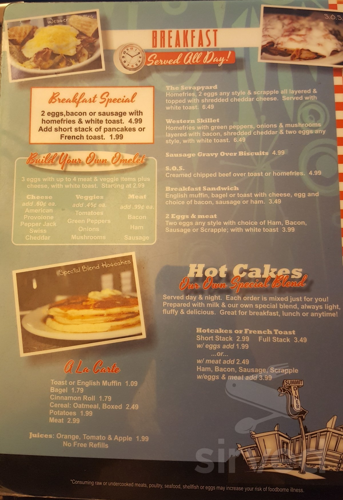 Summit Diner menu in Somerset, Pennsylvania, USA