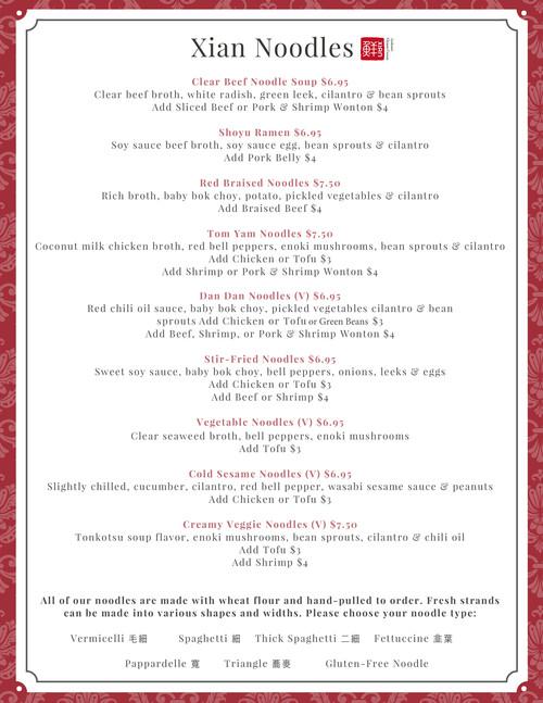 Xian Sushi and Noodle menu in Round Rock, Texas, USA