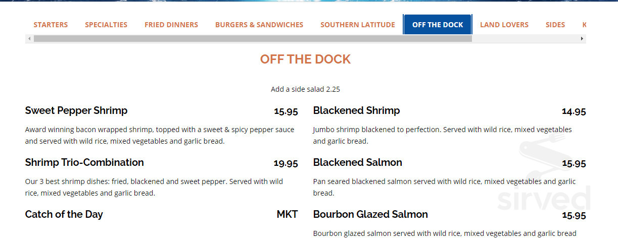 Menu - Shell Knob MO's SS Dockside Cafe and Pub | Sirved