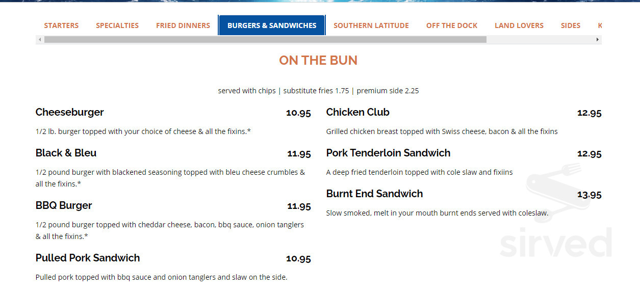 Menu - Shell Knob MO's SS Dockside Cafe and Pub | Sirved