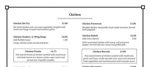 Menu for Marcus Grill in Shelby Twp, MI | Sirved