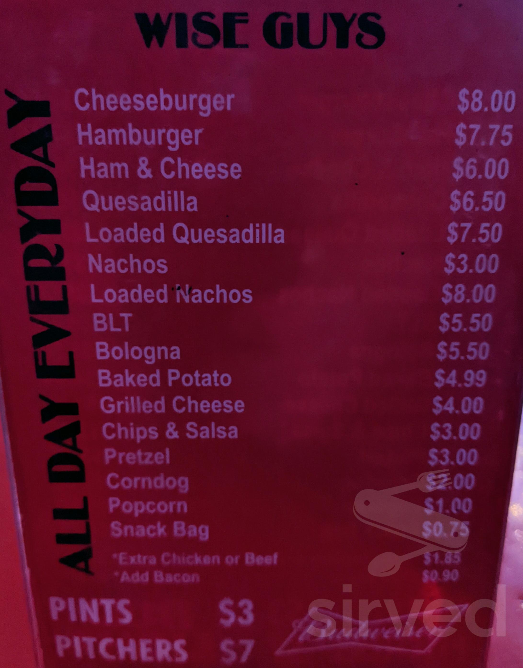 Menu for Wise Guys in Ozark, MO | Sirved