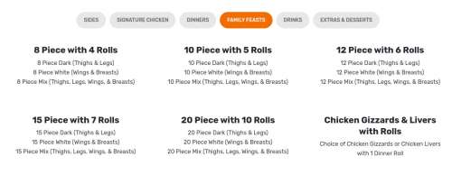 Williams Chicken menu in Mt Pleasant, Texas, USA