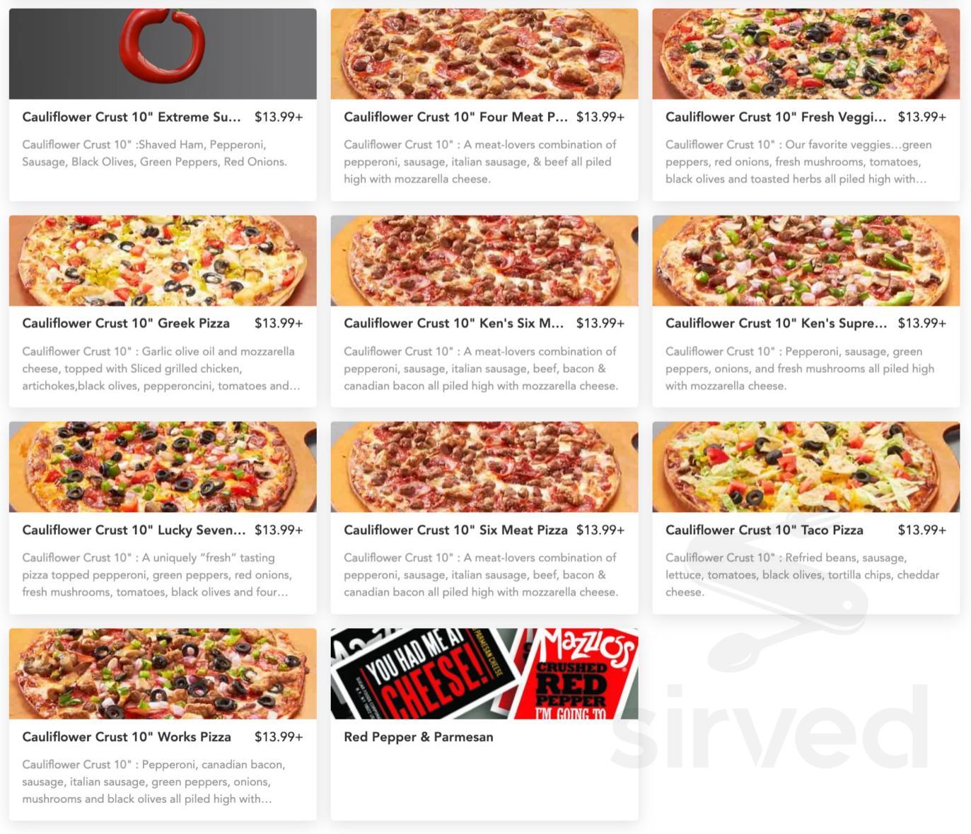 Mazzio's Italian Eatery menus in Broken Arrow, Oklahoma, United States