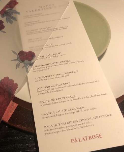 Da Lat Rose menu in Beverly Hills, California, USA