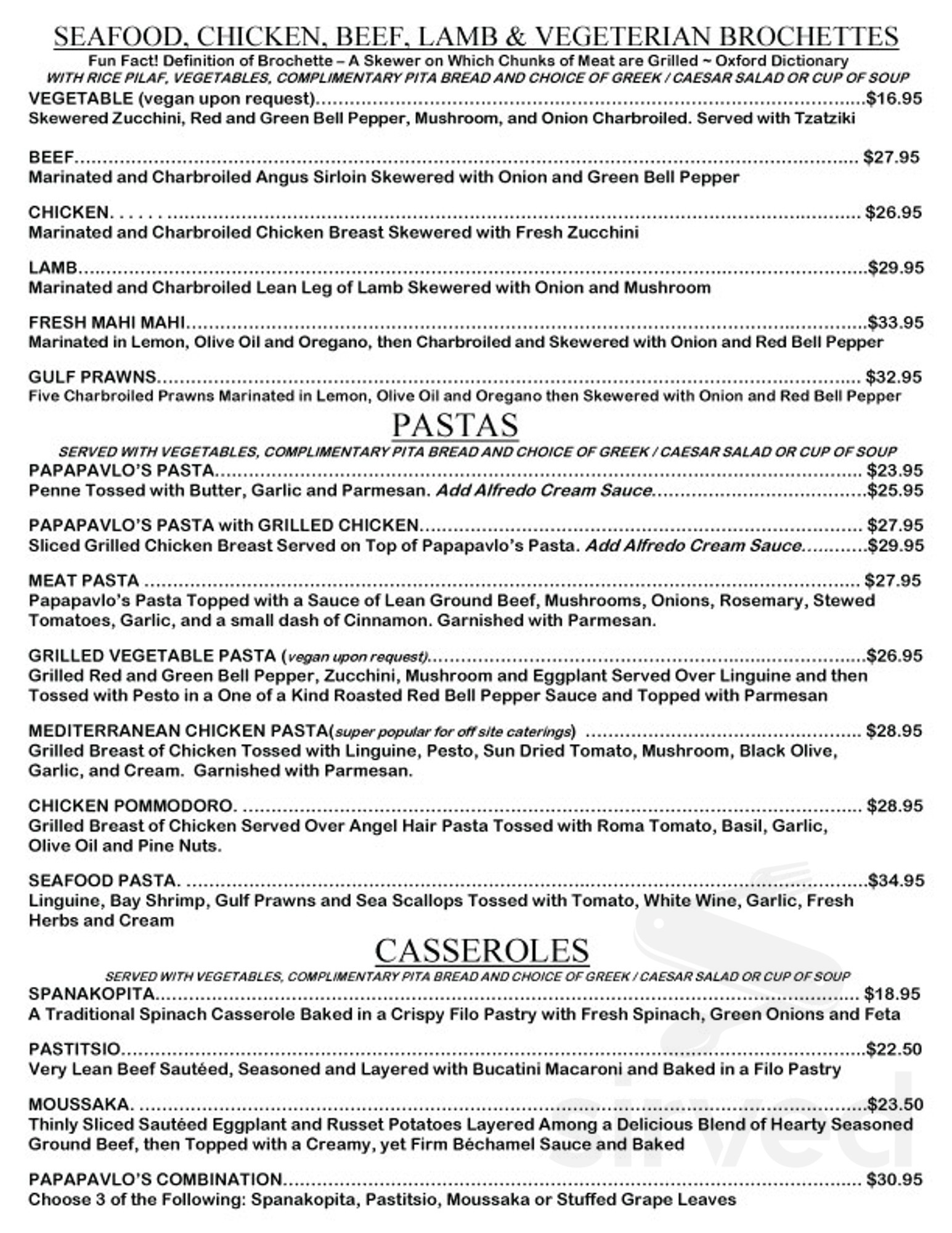 Lodi Papapavlo's menu in Lodi, California, USA