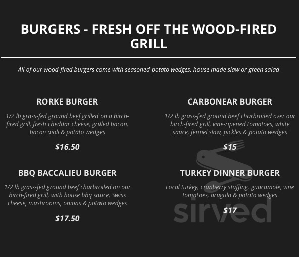 Menu - Carbonear NL's Stone Jug | Sirved