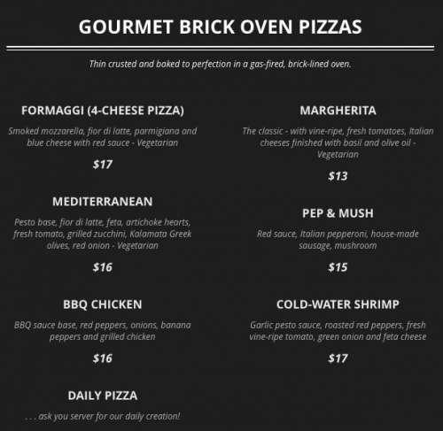 Stone Jug menu in Carbonear, Newfoundland and Labrador, Canada