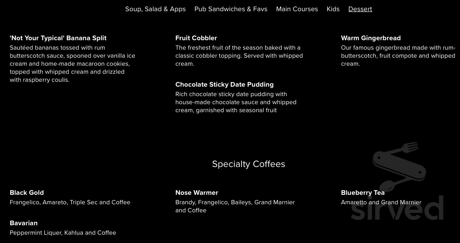 Menu - Mabou NS's The Red Shoe | Sirved