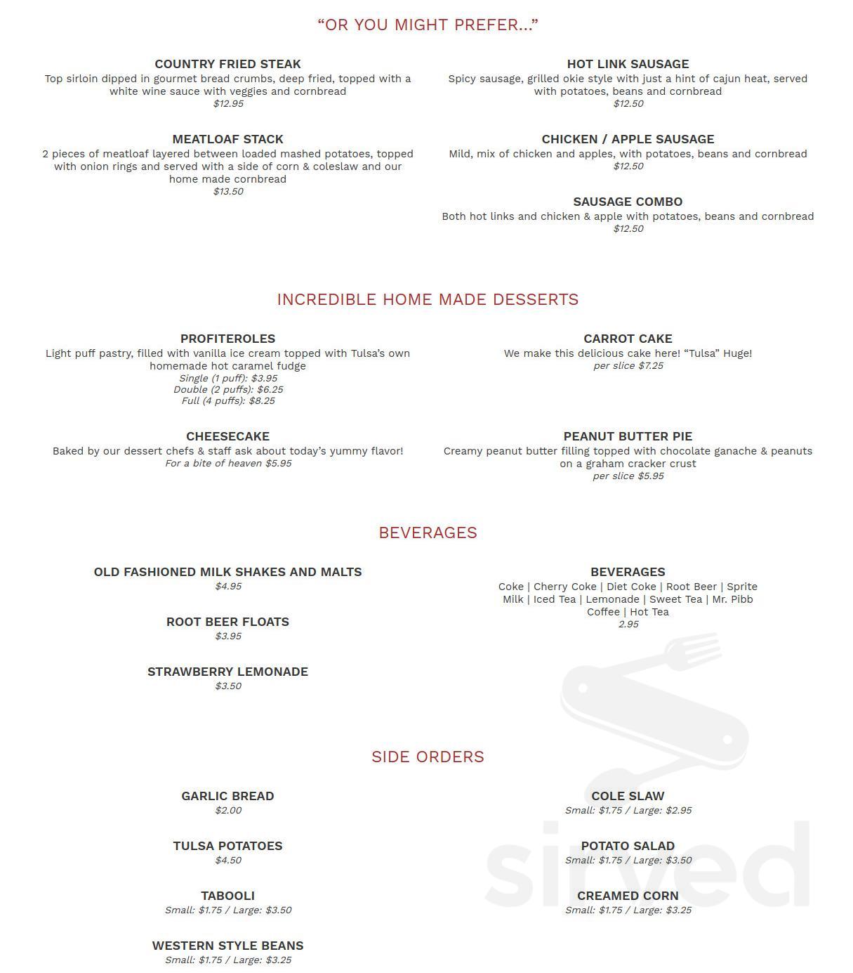 Menu - Orange CA's Tulsa Rib Company | Sirved