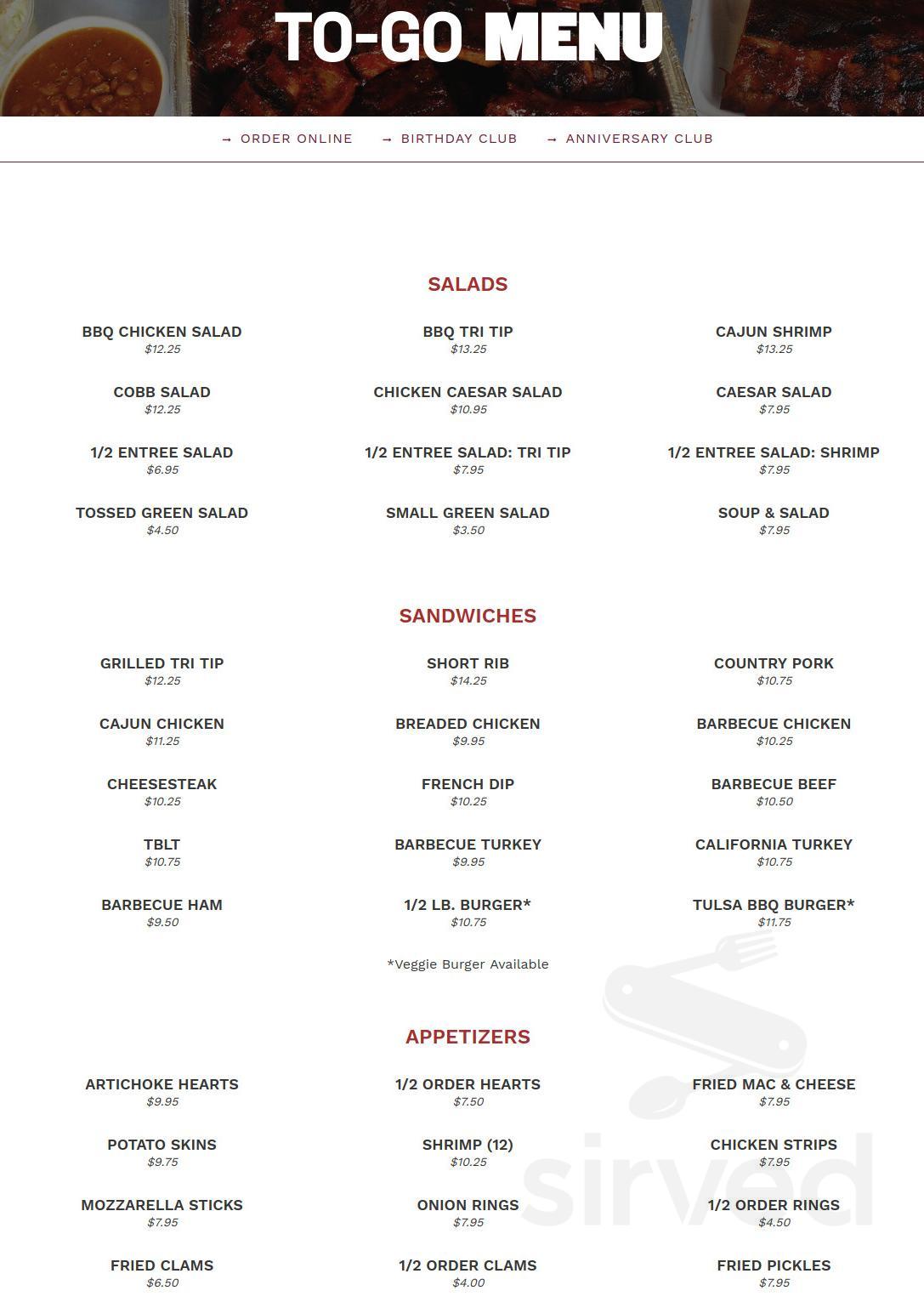 Menu - Orange CA's Tulsa Rib Company | Sirved