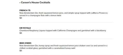 Menu for Carson's Food & Drink in Lexington, KY | Sirved