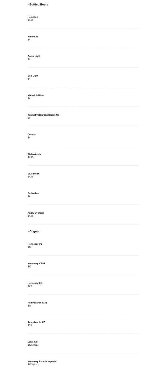 Carson's Food & Drink menu in Lexington, Kentucky, USA