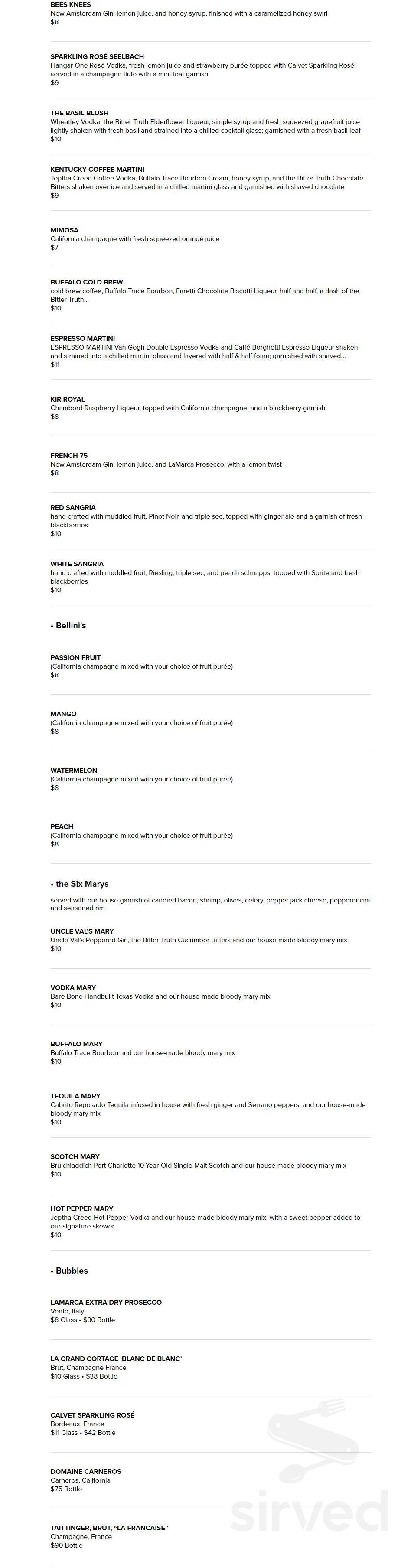 Carson's Food & Drink menu in Lexington, Kentucky, USA