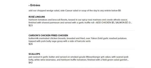 Menu for Carson's Food & Drink in Lexington, KY | Sirved