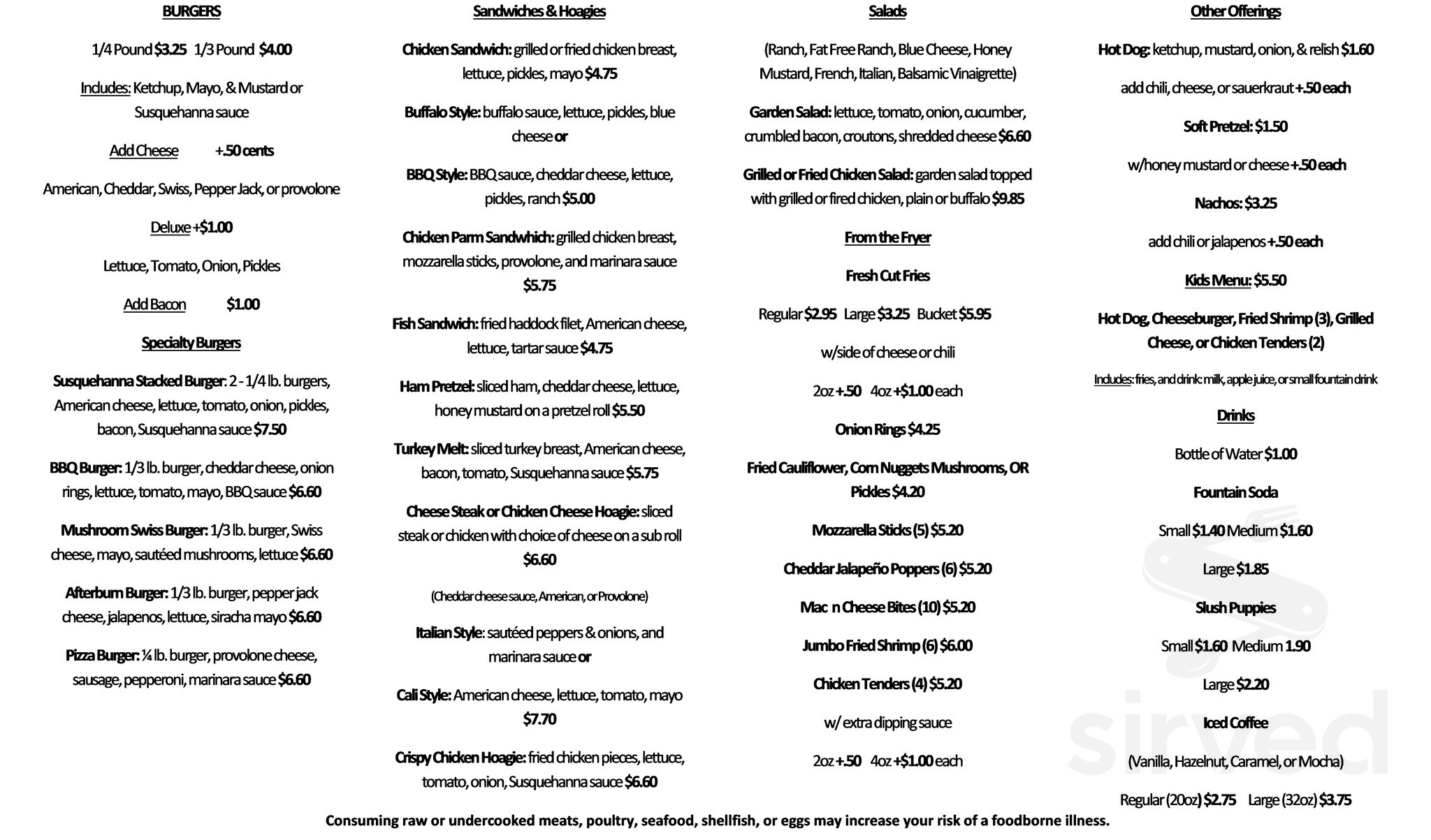 Susquehanna Soft Serve menu in Liverpool, Pennsylvania, USA